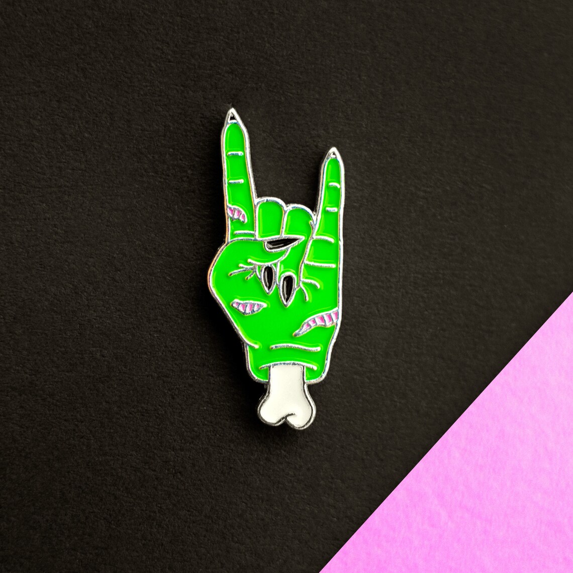 Zombie Rocker Enamel Pin & Vinyl Sticker Set - Halloween Gift - Horror ...