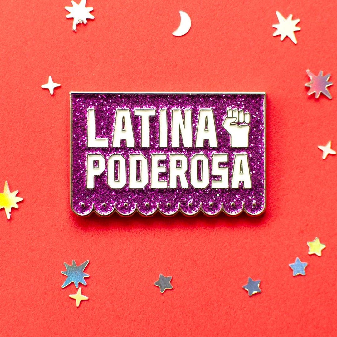 Latina Poderosa Glitter Enamel Pin - Feminist Lapel Pin - Mexican Pride ...
