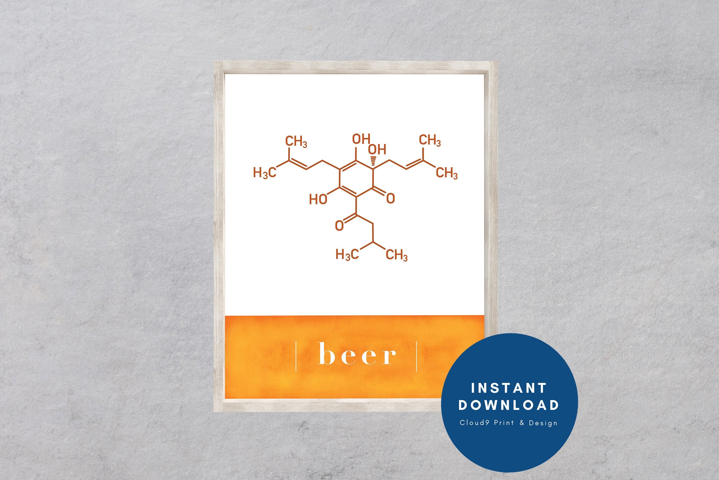 Beer Molecule PRINTABLE Wall Art Humulone Molecule Science | Etsy