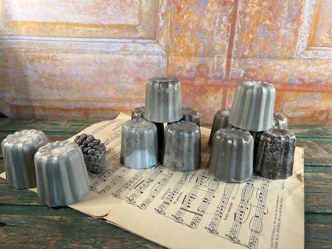 Set of 12 Antique French Canelé Molds – Fluted Round Baking Molds ...