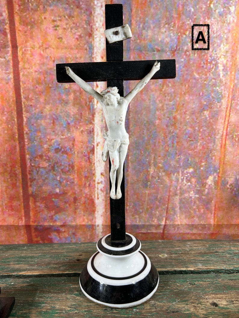 Antique French Religious Black Wooden Standing Cross Crucifix - Etsy