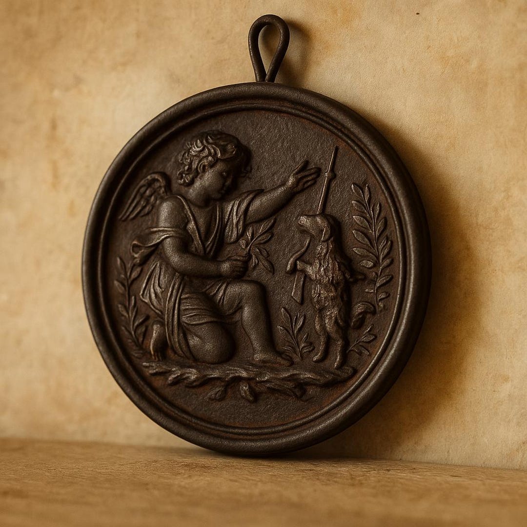 Antique Cast Iron Medallion – Saint John the Baptist and the Lamb ...