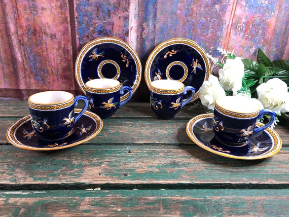 4 Gien Renaissance Tea or Coffee Cups and Saucers in Classic | Etsy