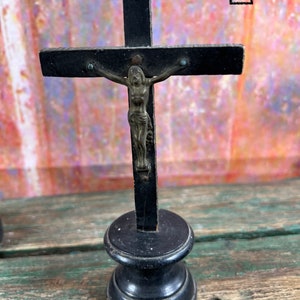 Antique French Religious Black Wooden Standing Cross Crucifix, Napoleon ...