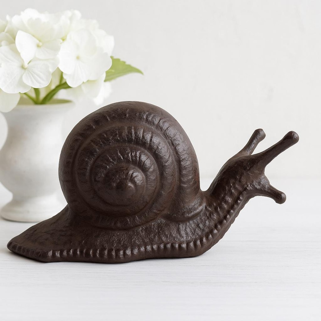 Antique Cast Iron Snail Figurine – French Garden Paperweight – Rustic ...