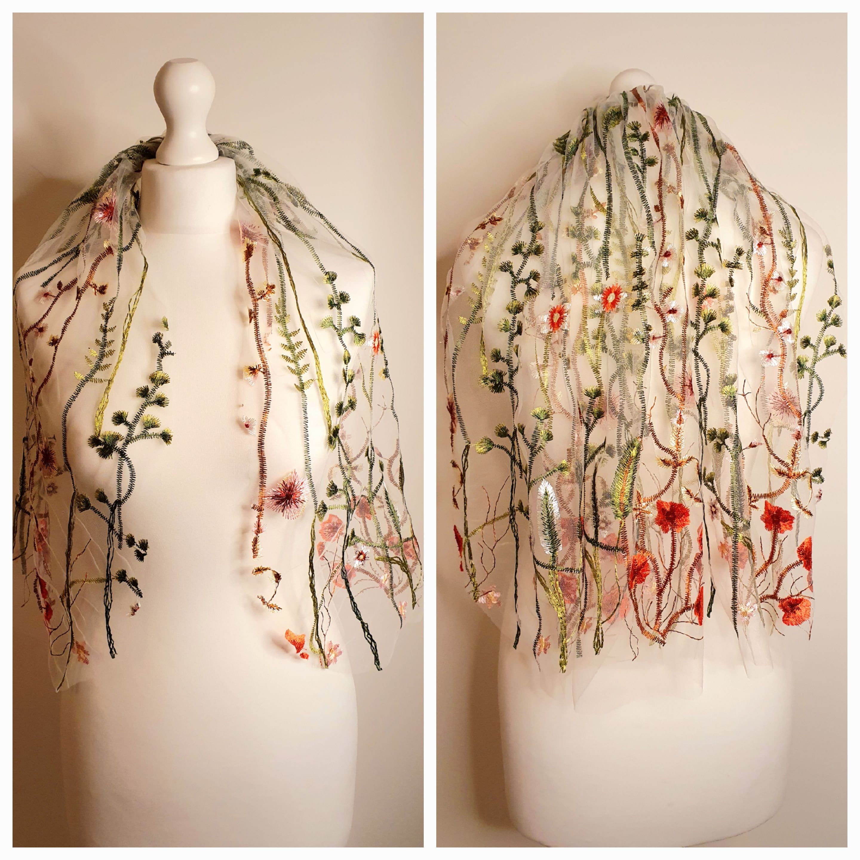 Flower Wedding Veil, Colorful Wedding Veil, Bridal Veil With Flowers ...