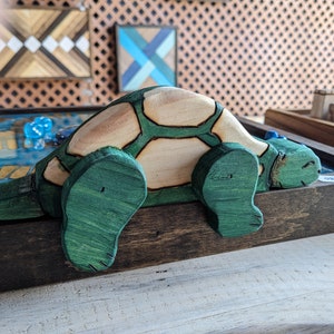 Turtle Shelf Sitter // Adirondack Rustic Cabin Green Turtle Decor - Etsy