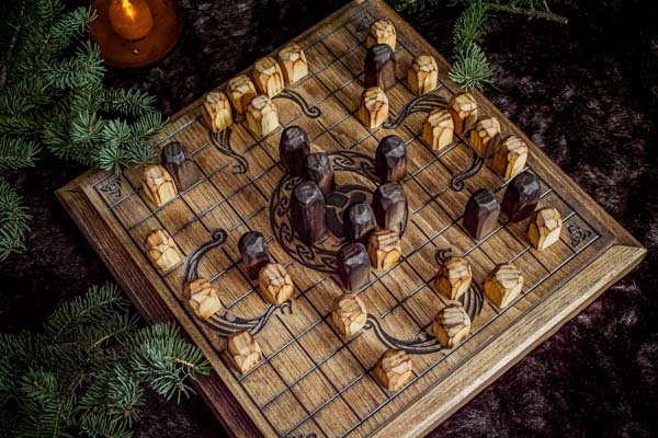 Rustic Wood 11-square Hnefatafl Game Board // Norse Viking Chess Board ...