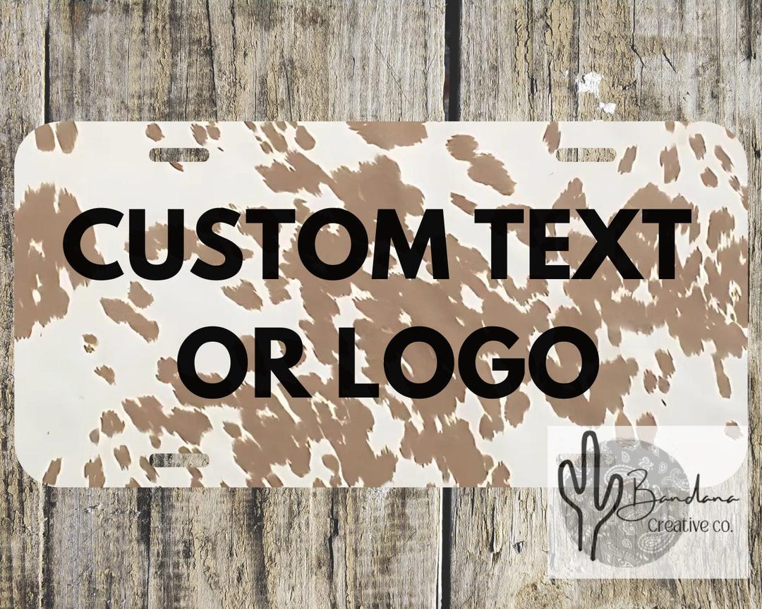 Cow Print Vehicle Tag Cow Print Truck Tag Custom Tag Custom Car Tag ...