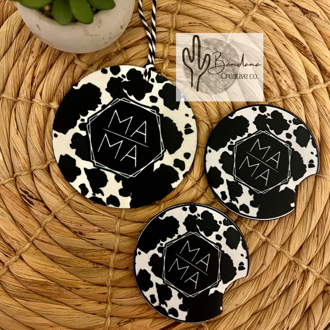 Cow Print Car Freshener Cow Print Car Coasters Mama Car Accessories ...