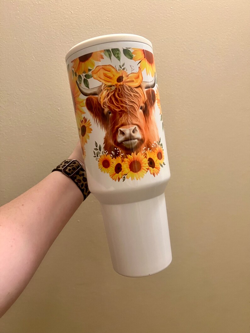 Highland Cow 40 Oz Tumbler Sunflower Cow Cup Highland Cow Cup Stanley ...