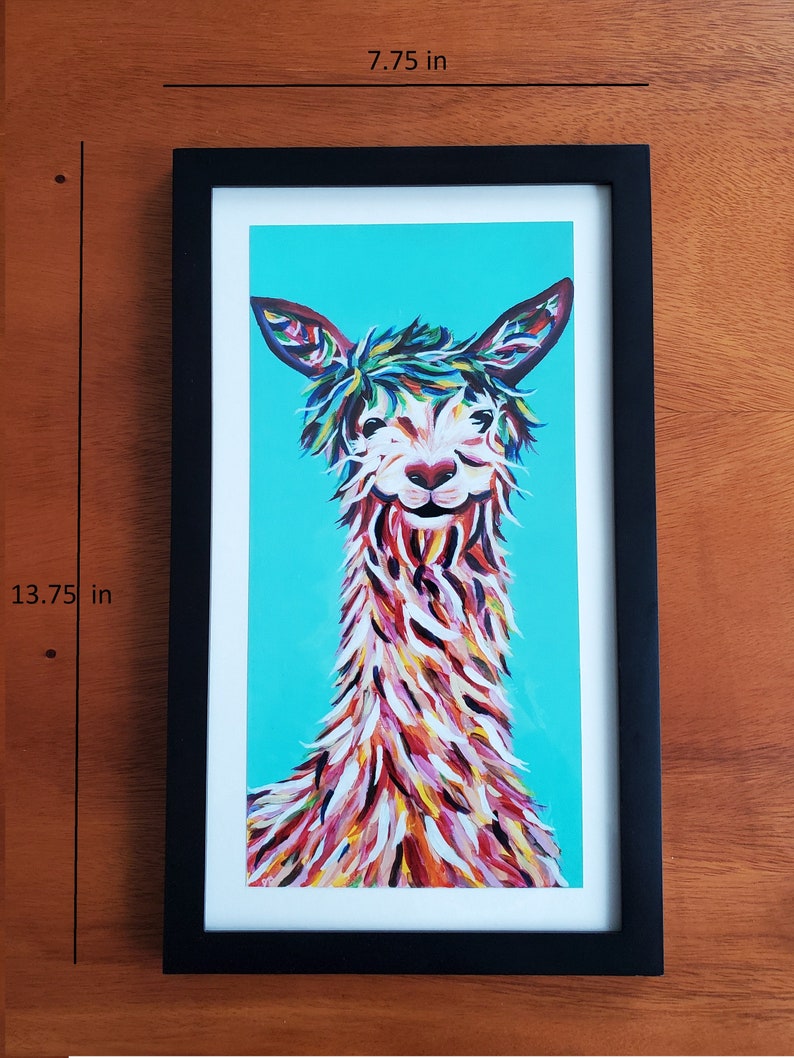 Framed Little Llama Studio Art Print, Framed Llama Art Print, Animal ...
