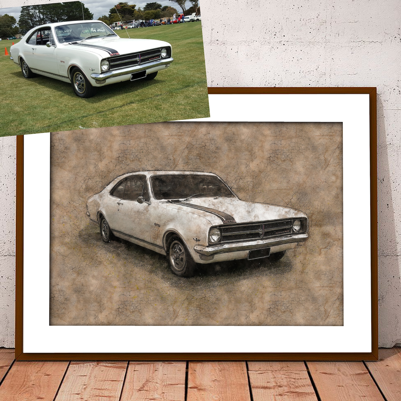 Custom Car Vintage Portrait Your Car Photo to Artwork Print - Etsy