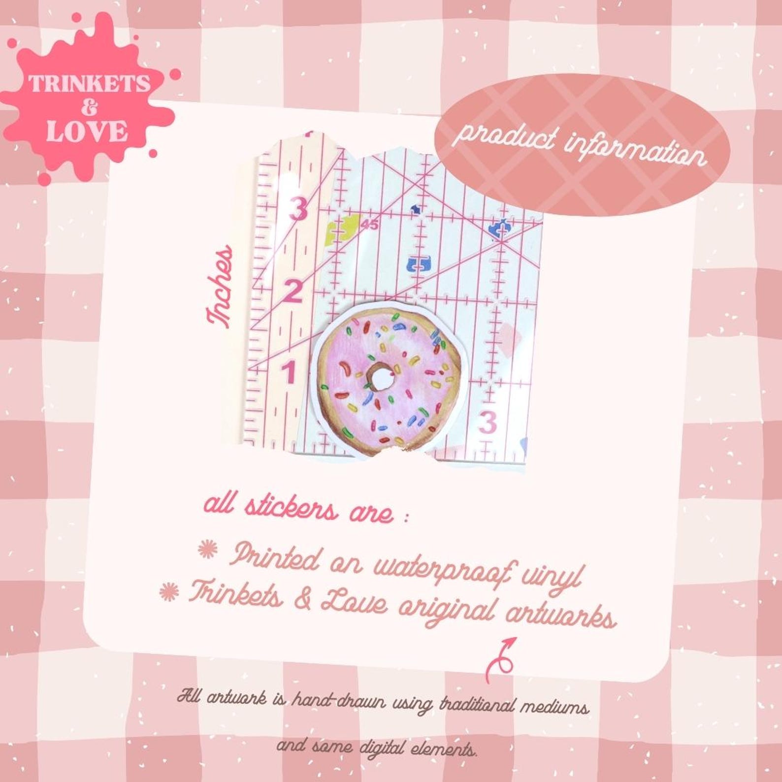 Doughnut Sticker, Donut Sticker, Cute Food Sticker, Food Sticker ...