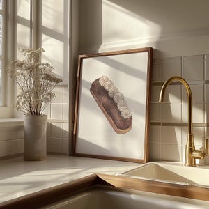 Chocolate Éclair Art Print, Baking Art Print, Bakery Decoration ...