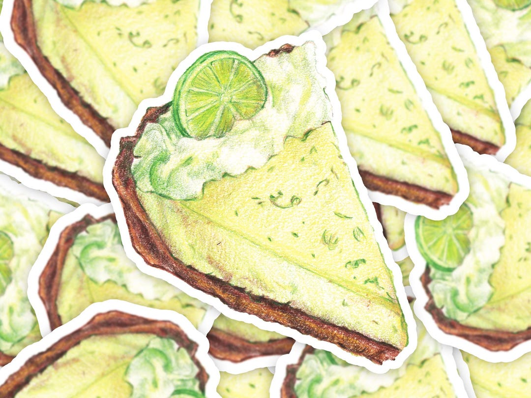 Key Lime Pie Sticker, Dessert Sticker, Cute Food Sticker, Key Lime Pie ...