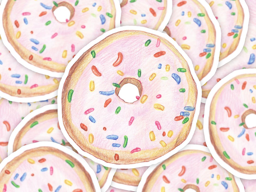 Doughnut Sticker, Donut Sticker, Cute Food Sticker, Food Sticker ...