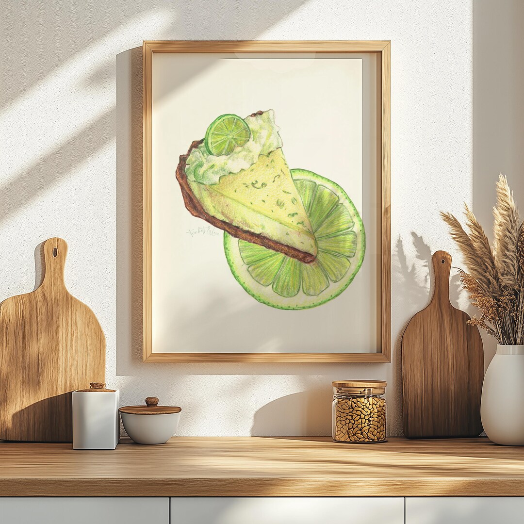 Key Lime Pie Art Print, Key Lime Pie Art, Bakery Art Print, Bakery Wall ...