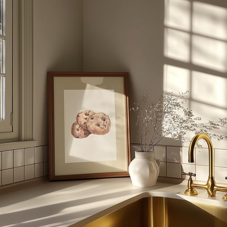 Chocolate Chip Cookie Art, Cookie Poster, Dessert Wall Art, Cookie Wall ...