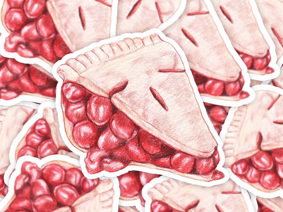 Cherry Pie Sticker, Dessert Sticker, Cute Food Sticker, Pie Sticker ...