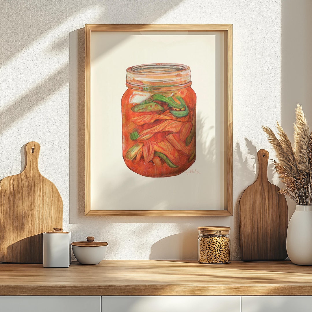 Kimchi Art Print, Kimchi Kawaii, Korean Food Poster, Korean Food ...