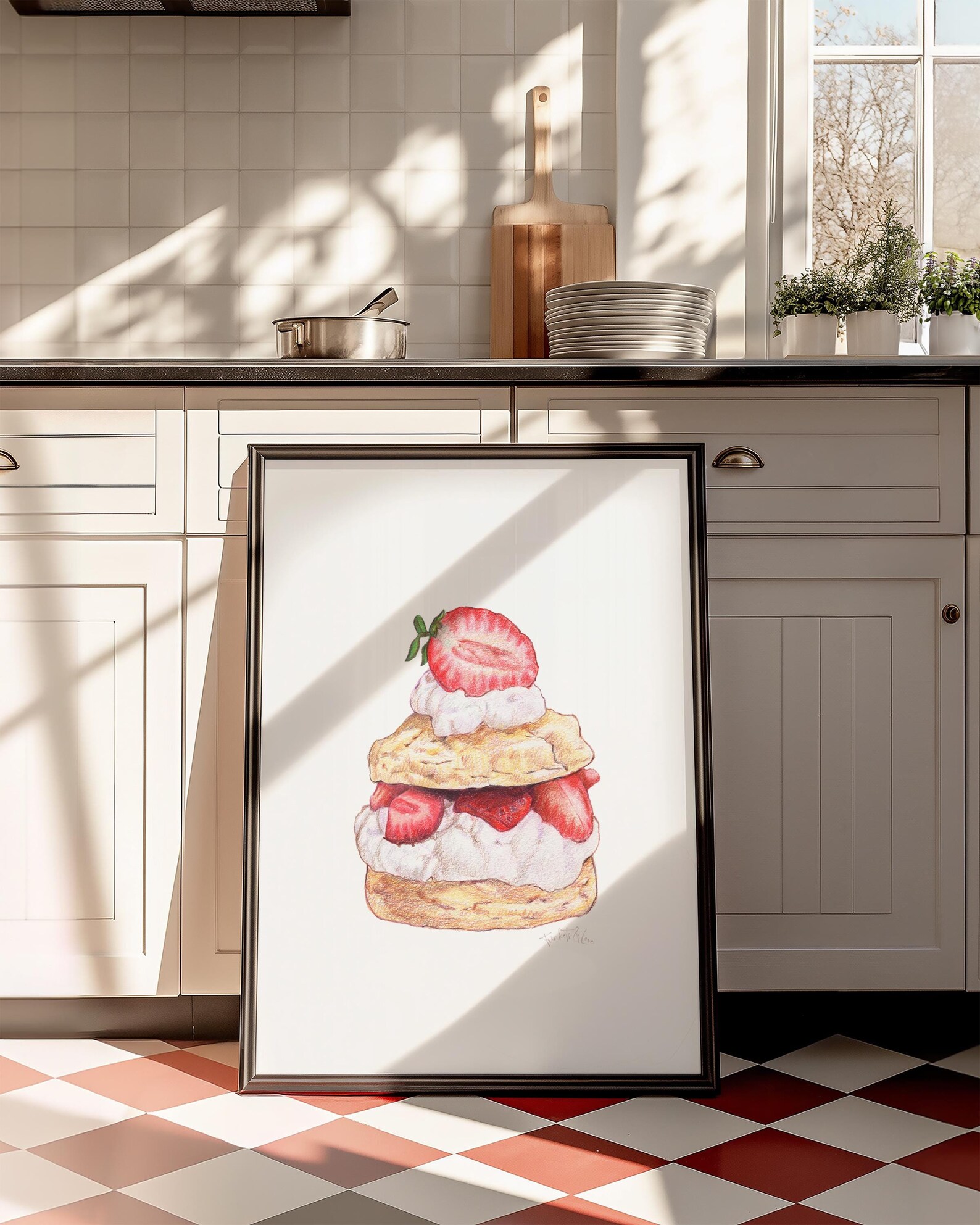 Strawberry Shortcake Art, American Food Poster, Strawberry Shortcake ...