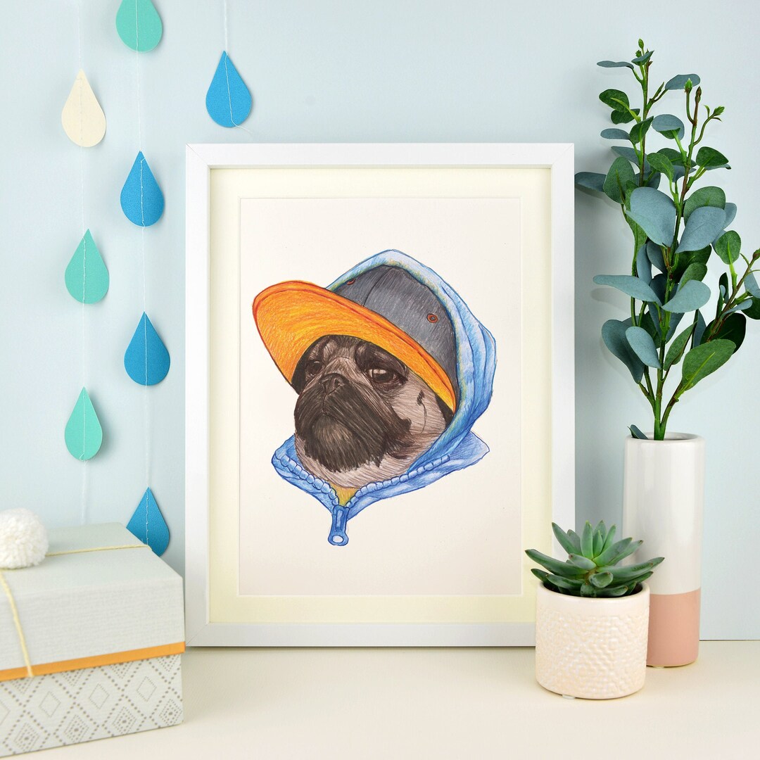 Art Print / Pug Drawing / Dog Drawing / Dog Art / Dog Lover Gift / Cute ...