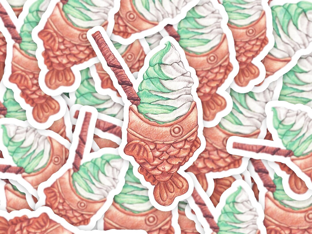 Taiyaki Sticker, Dessert Sticker, Cute Food Sticker, Kawaii Food ...