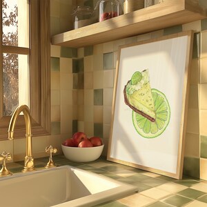 Key Lime Pie Art Print, Key Lime Pie Art, Bakery Art Print, Bakery Wall ...