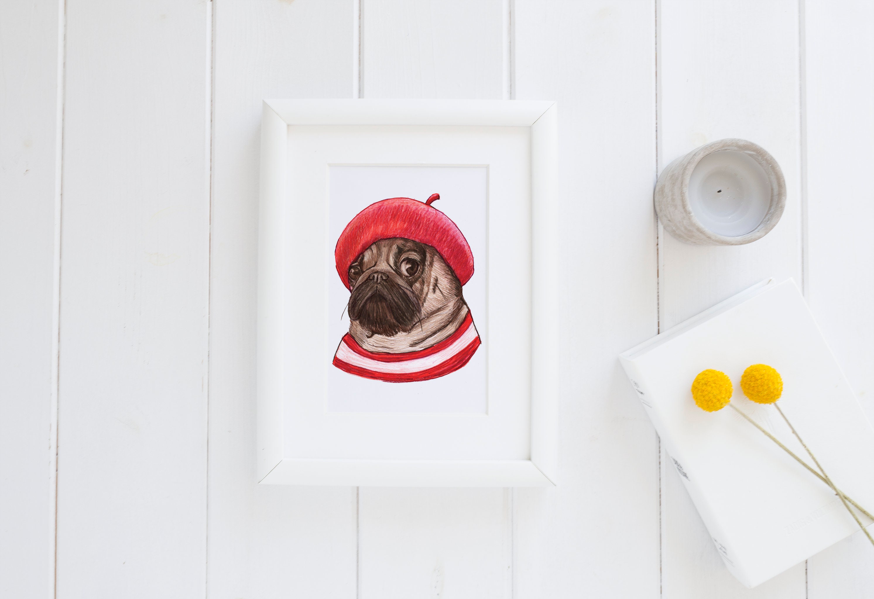 Art Print / Pug Drawing / Dog Drawing / Dog Art / Dog Lover Gift / Cute ...