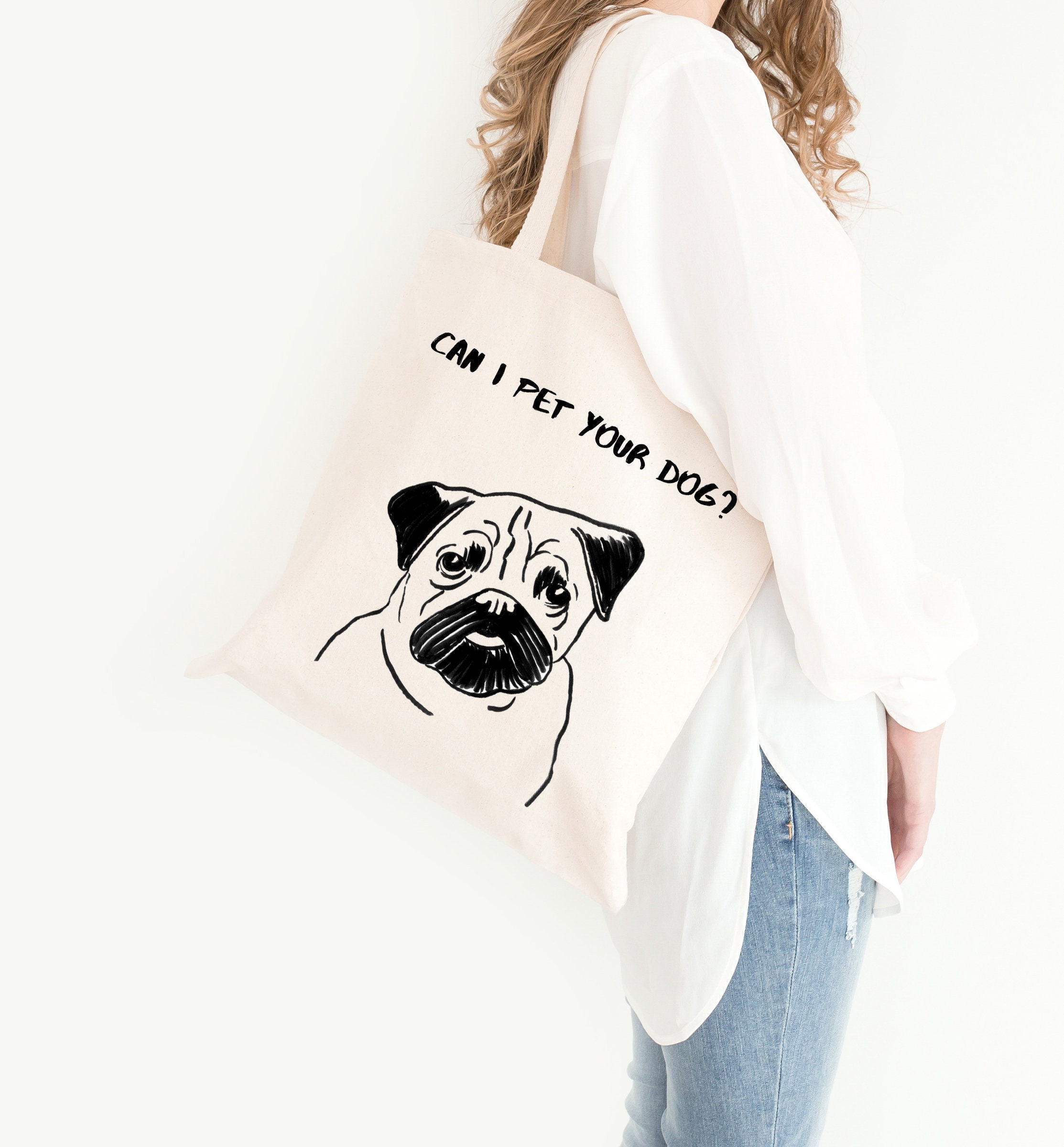 Funny Pug Tote Bag / Tote Bag for Dog Lover - Etsy