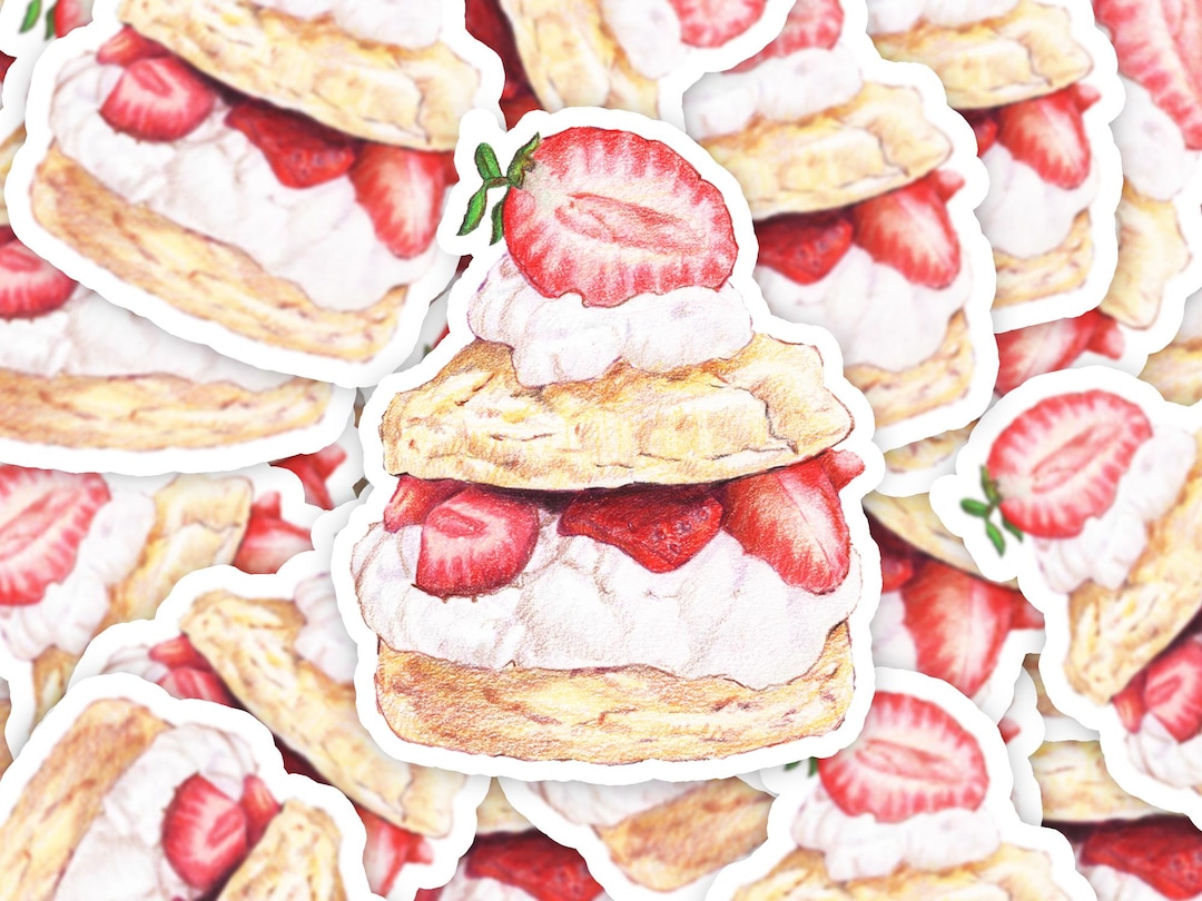 Strawberry Shortcake Sticker, Dessert Sticker, Cute Food Sticker, Cake ...