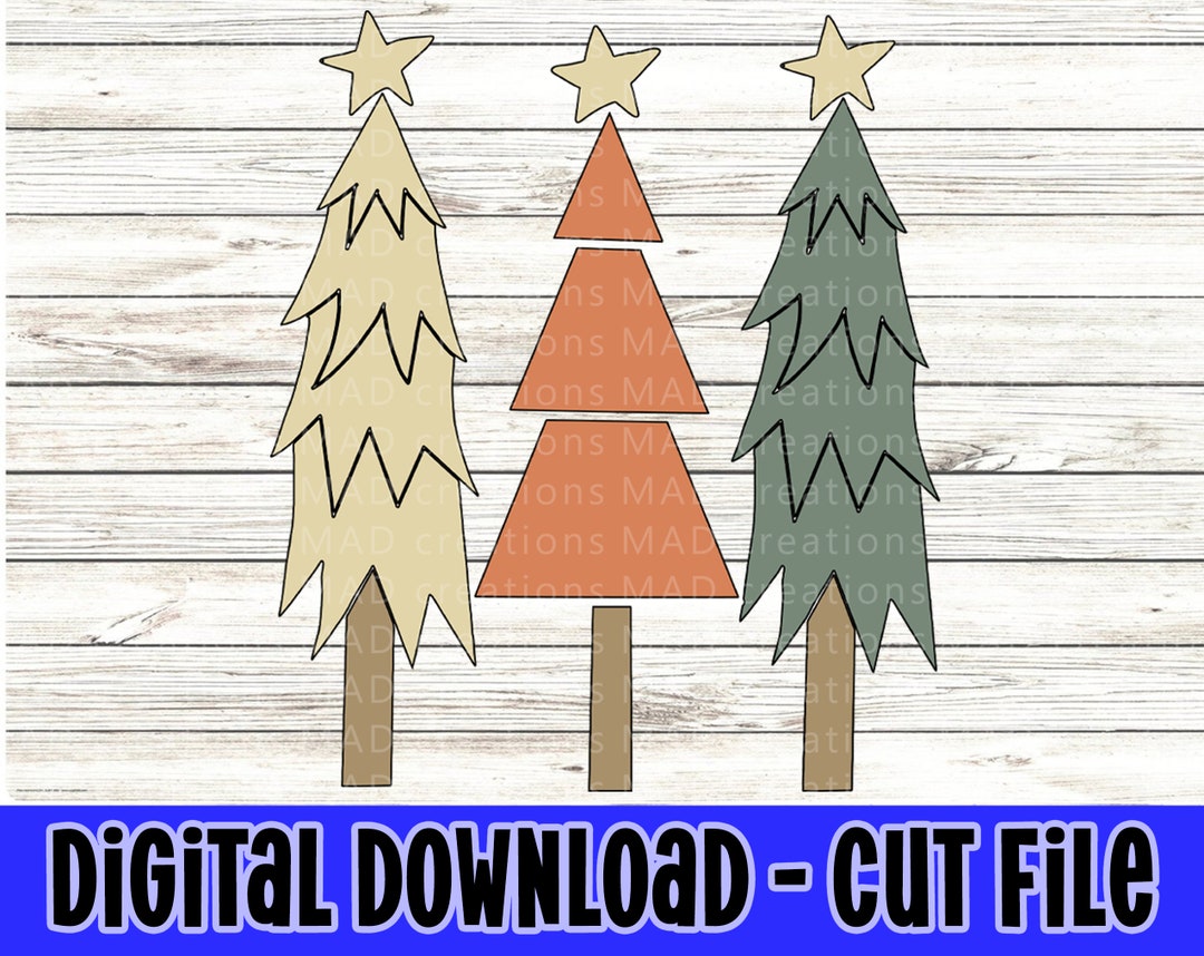 Rustic Christmas Trees Star SVG PNG EPS Cut Files for - Etsy