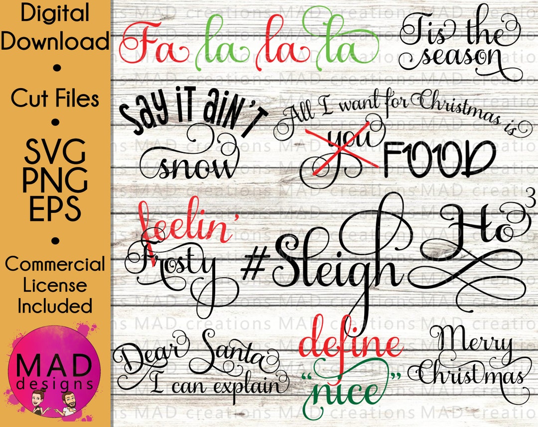 Christmas Bundle Cursive Script With Flourishes SVG EPS - Etsy