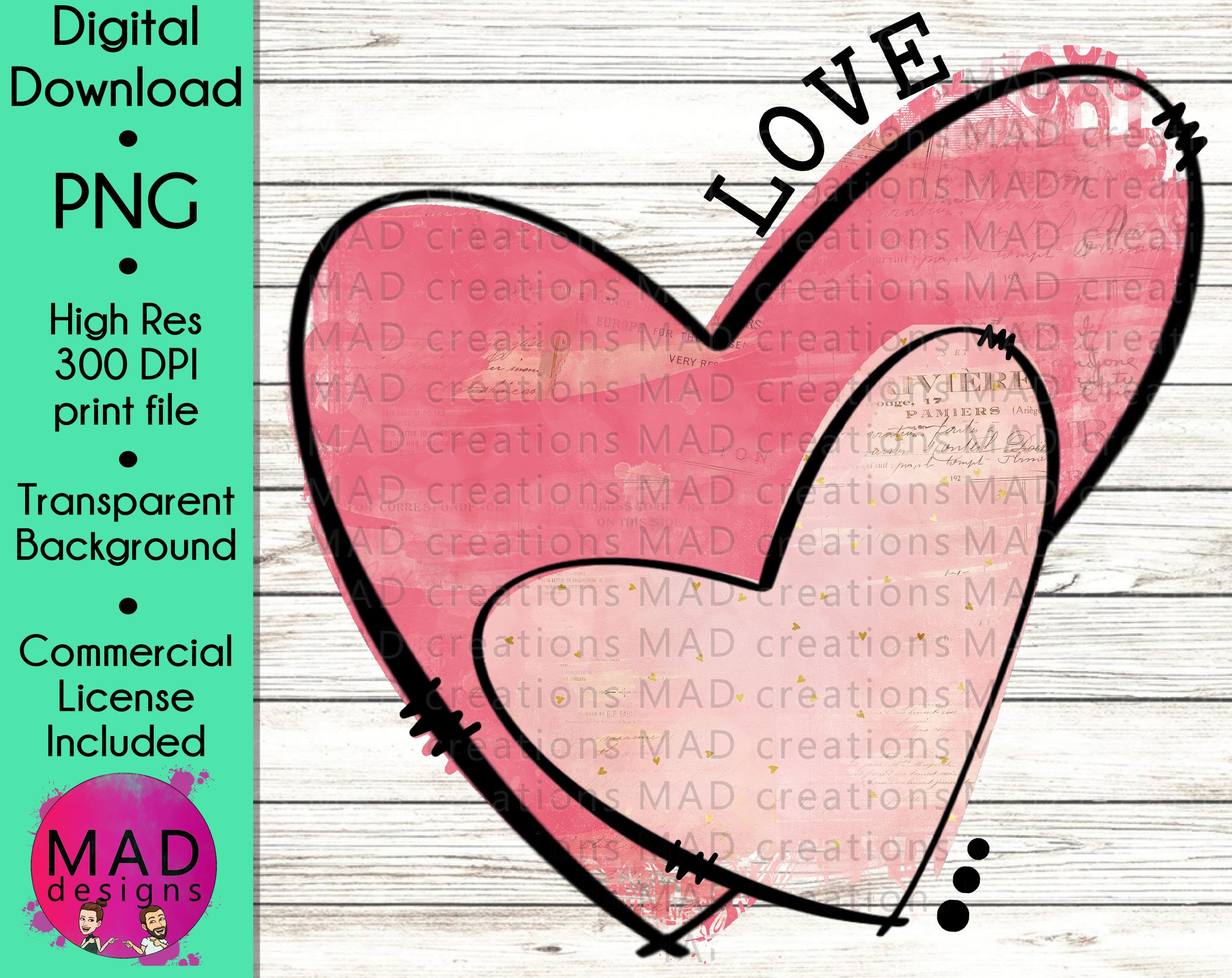 Vintage Pink Heart Clipart