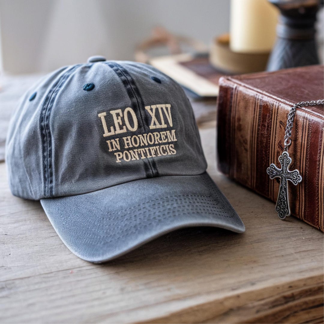 Embroidered Pope Leo XIV Embroidered Hat, in Honorem Pontificis Washed ...