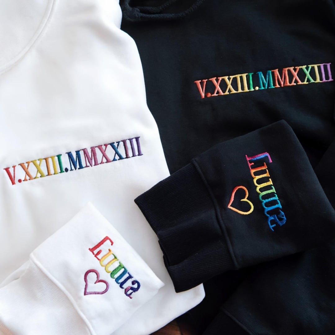 Custom Embroidered Roman Numeral Sweatshirt,custom Roman Numeral ...