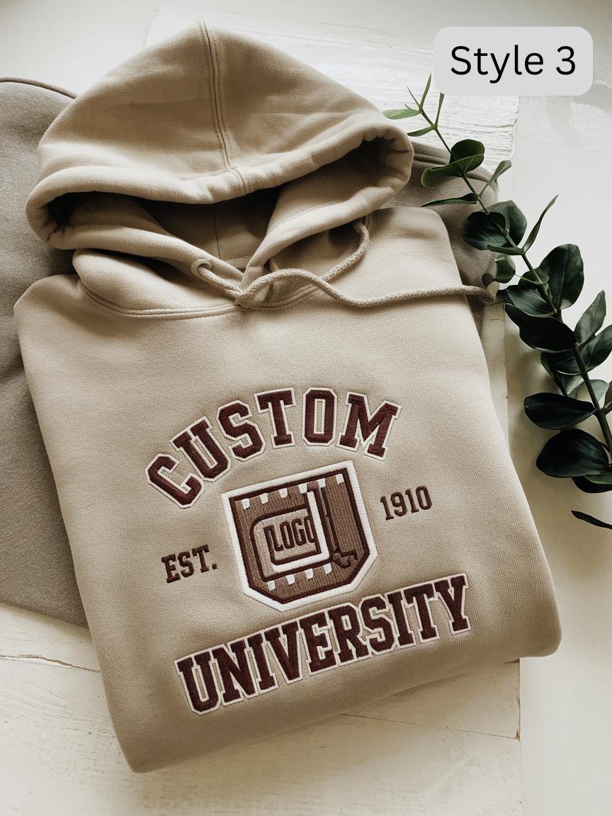 Custom College Embroidered Hoodie: University Crewneck Sweatshirt - Etsy