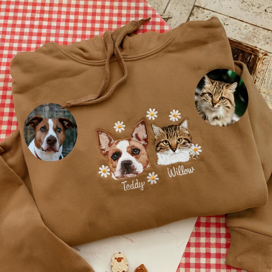 Custom Dog Face Embroidered Sweatshirt, Custom Cat Face, Custom ...