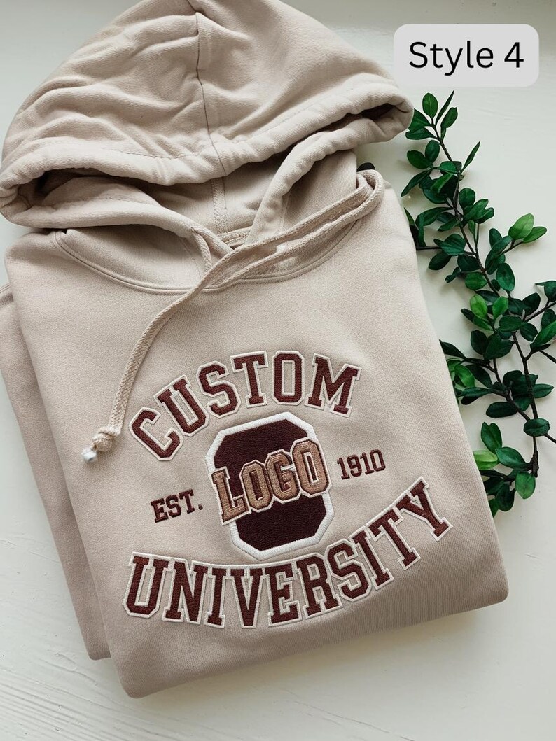 Custom College Embroidered Hoodie: University Crewneck Sweatshirt - Etsy