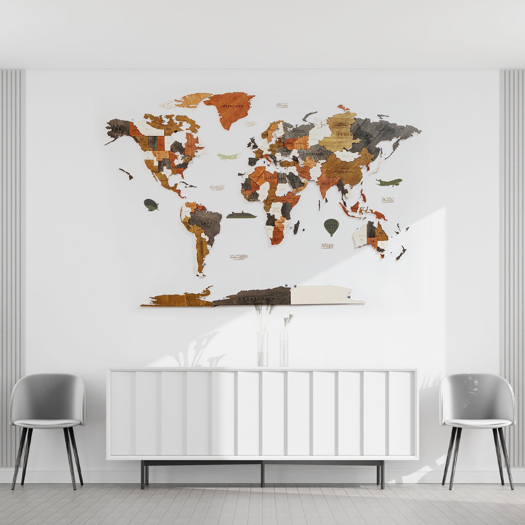 Wooden World Map Home Decor World Map Wall Art Travel Decor 5th ...