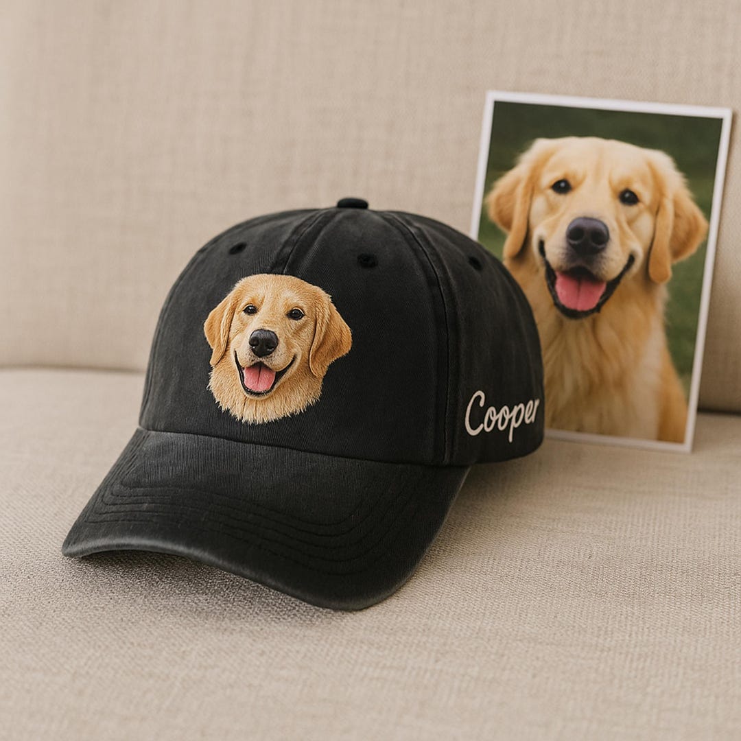 Custom Pet Photo Embroidered Dad Hat: Personalized Dog Mom Gift - Etsy