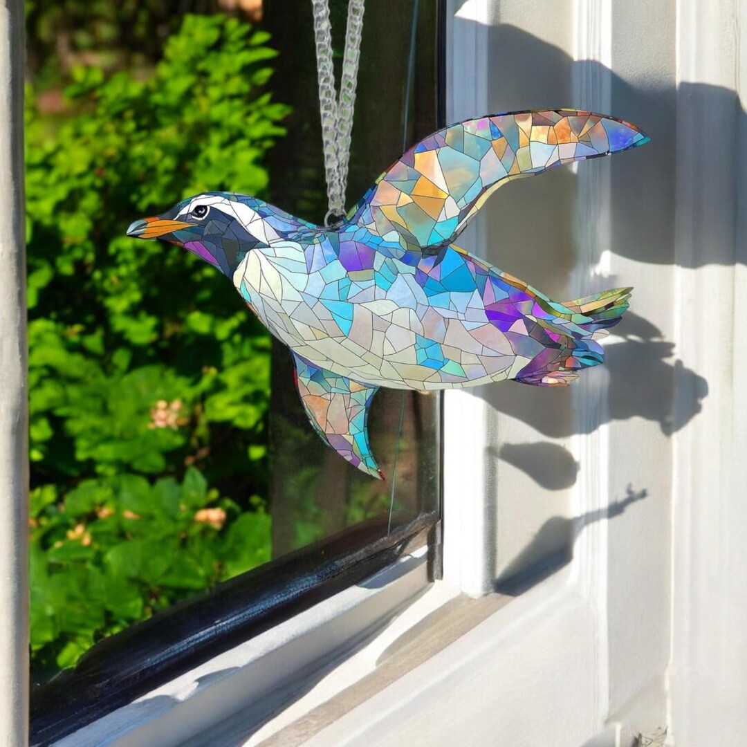 Iridescent Penguin Acrylic Window Hangings, Penguin Suncatcher Inspired ...