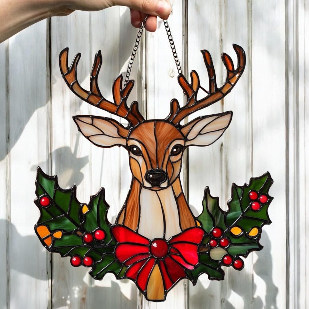 SALE 55% Deer Christmas Acrylic Suncatcher Window Hanging 2D Hanging ...