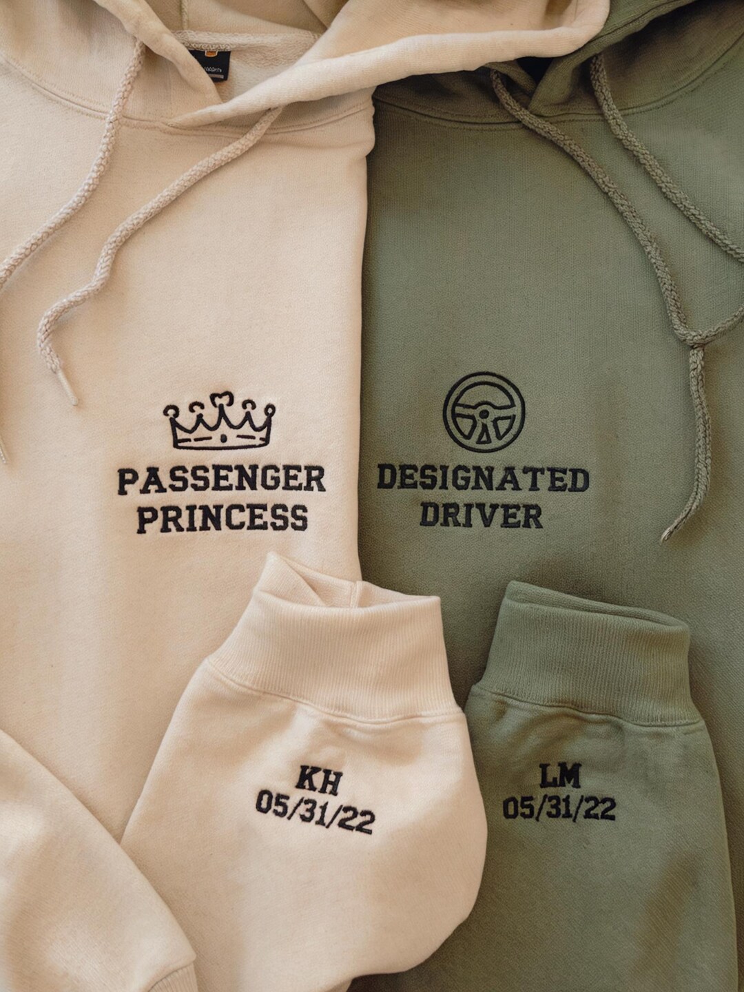 Embroidered Couple Sweatshirt: Passenger Princess, Designated Driver ...