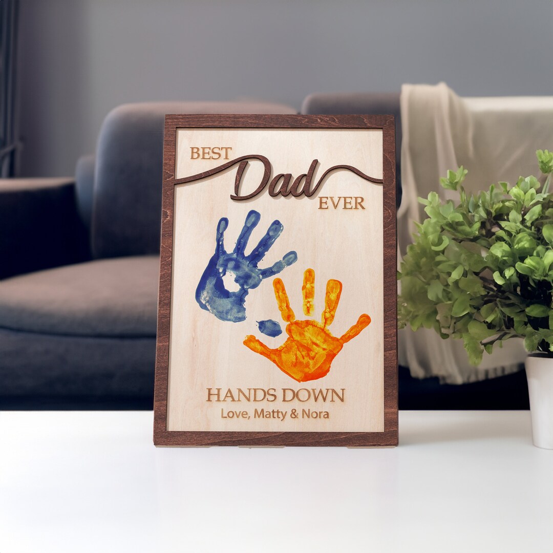 Hands Down DIY Best Dad Ever, Personalized Engraved Wooden Sign ...