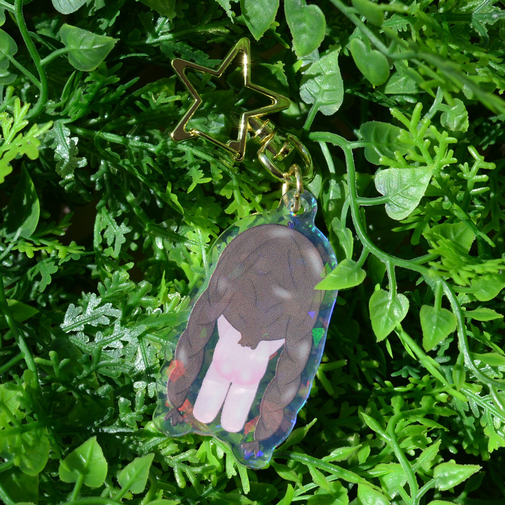 2 Character Holographic Acrylic Charm Keychain Double Sided Acrylic ...