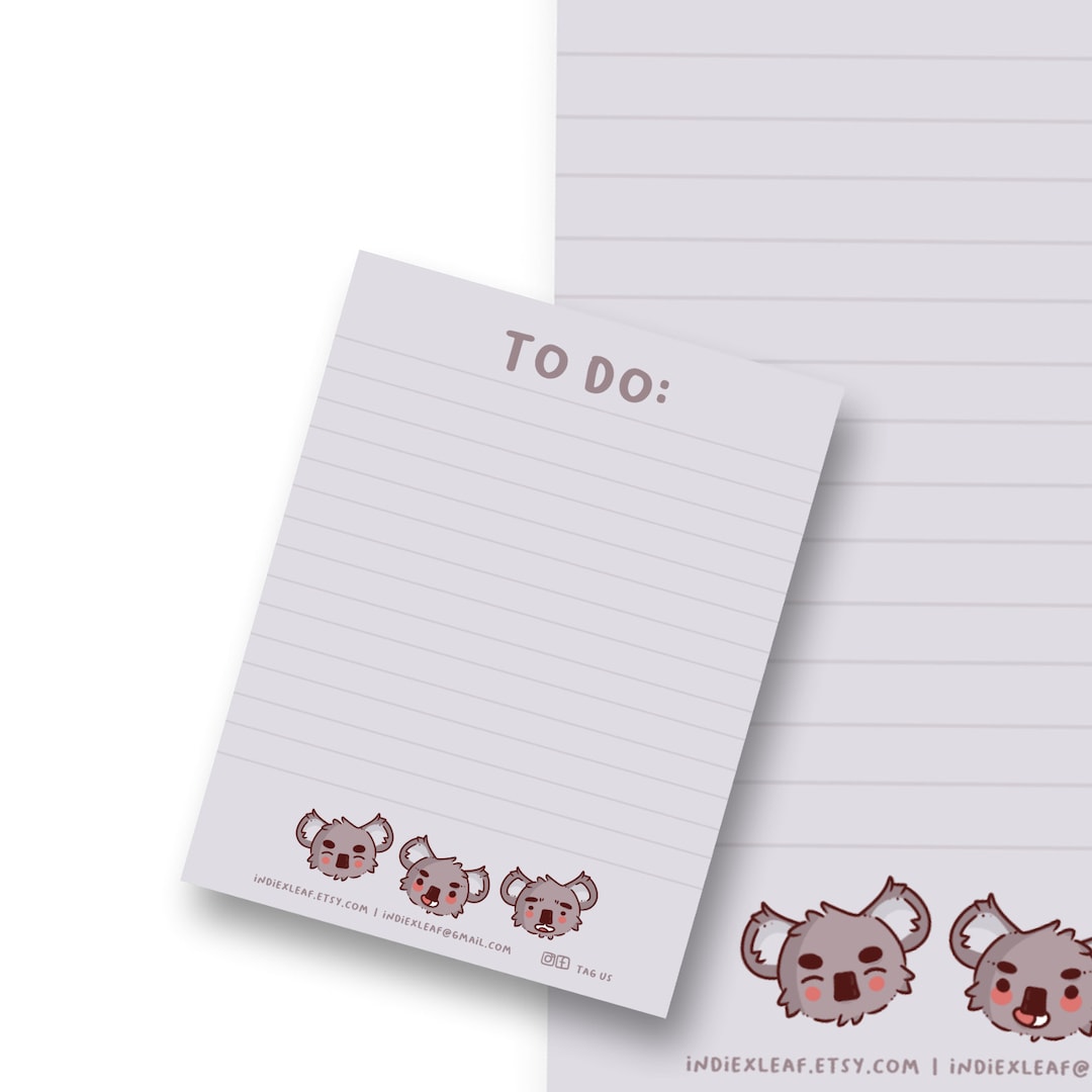 Kawaii Koala Lined Notepad | Memo Notepad | to Do Notepad - Etsy