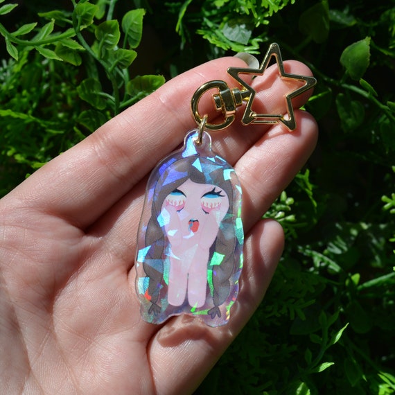 2 Character Holographic Acrylic Charm Keychain Double - Etsy