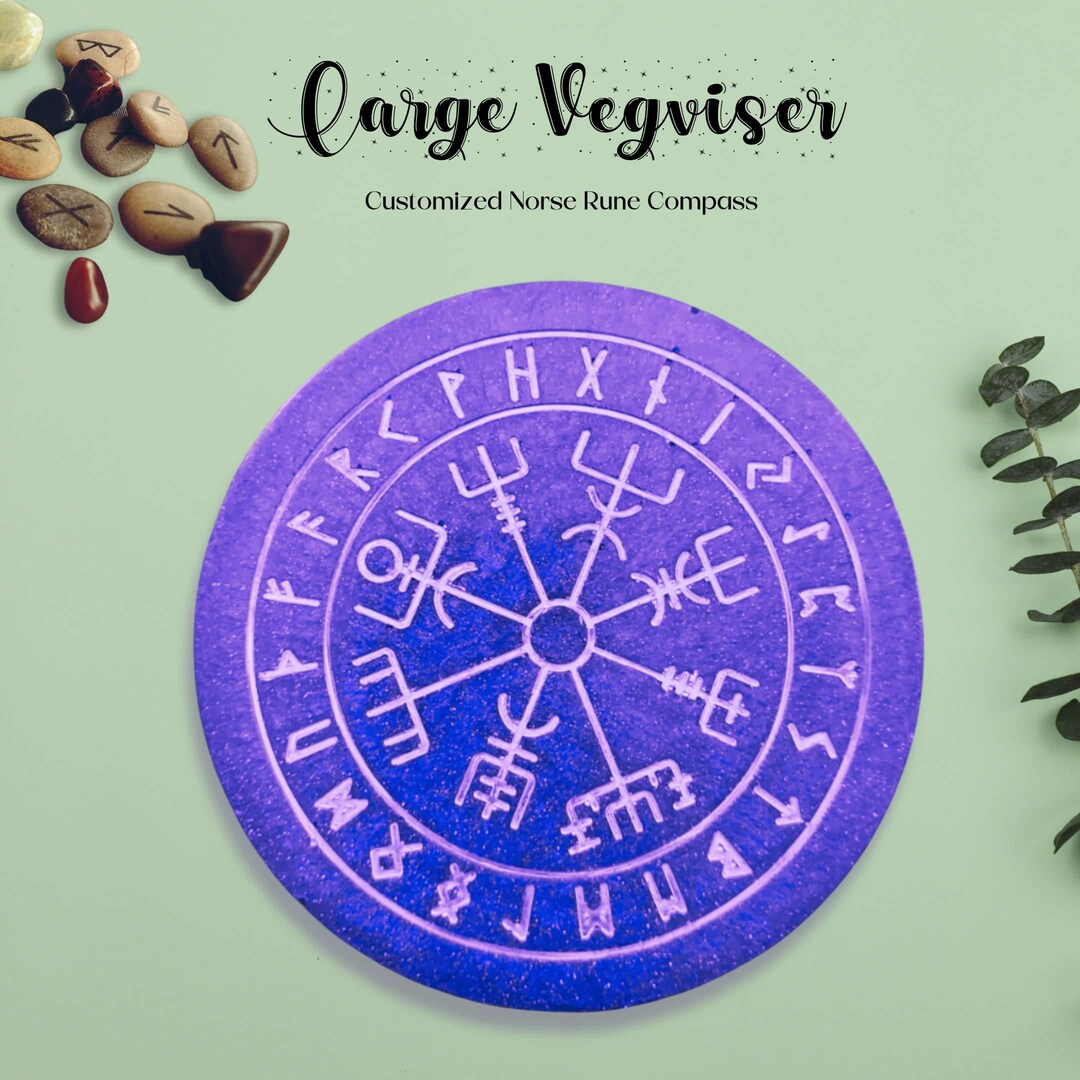 Large Vegvisir Rune Compass | Handcrafted Custom Resin Altar Tile ...